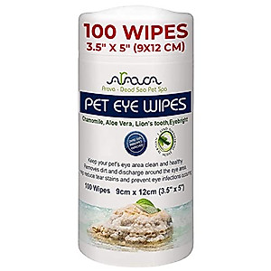 rava Pet Eye Wipes - for Dogs Cats Puppies & Kittens - 100 Count - Natural and Aromatherapy Medicated - Removes Dirt Crust and Discharge - Prevents Tear Stains (Pet Eye Wipes)