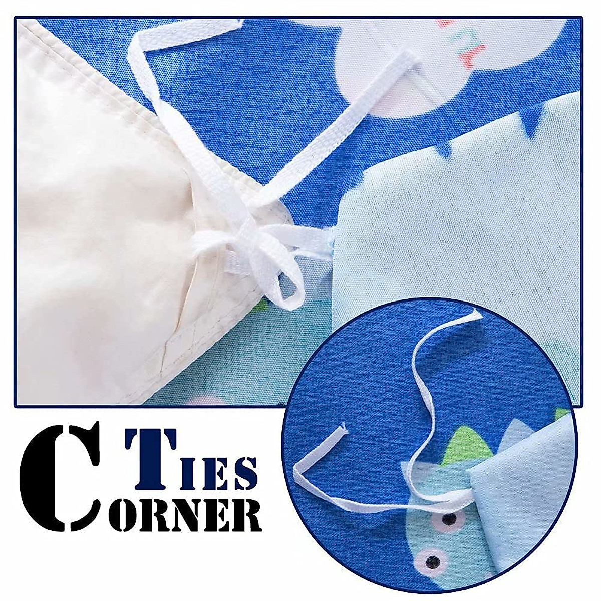 MacoHome Kids Duvet Cover Queen Blue Dinosaur Duvet Cover Set Boys Soft Cute Pattern Bedding Set with 2 Pillowcases No Comforter (Dinosaur, Full/Queen)