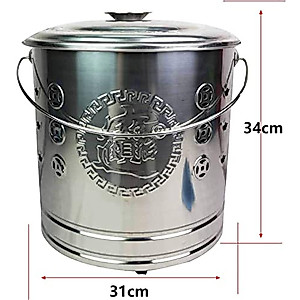 LUCKSHINE Garden incinerator, Stainless Steel Burning Barrel, Steel Fireproof cage, with Inner Tank, can Burn Garbage, Paper, Leaves (Color : Gold, Size : 31cmx34cm)