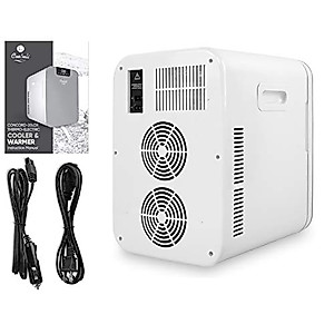 Cooluli 20L Mini Fridge For Bedroom - Car, Office Desk & College Dorm Room - Glass Front & Digital Temperature Control - 12v Small Refrigerator for Food, Drinks, Skin Care, Beauty & Breast Milk (Blue)