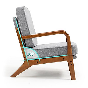 WQSLHX Upholstered Modern Accent Chair, Linen Fabric Lounge Reading Armchair with Wooden Frame, Comfortable Leisure Reception Chair for Living Room, Bedroom (Gray)