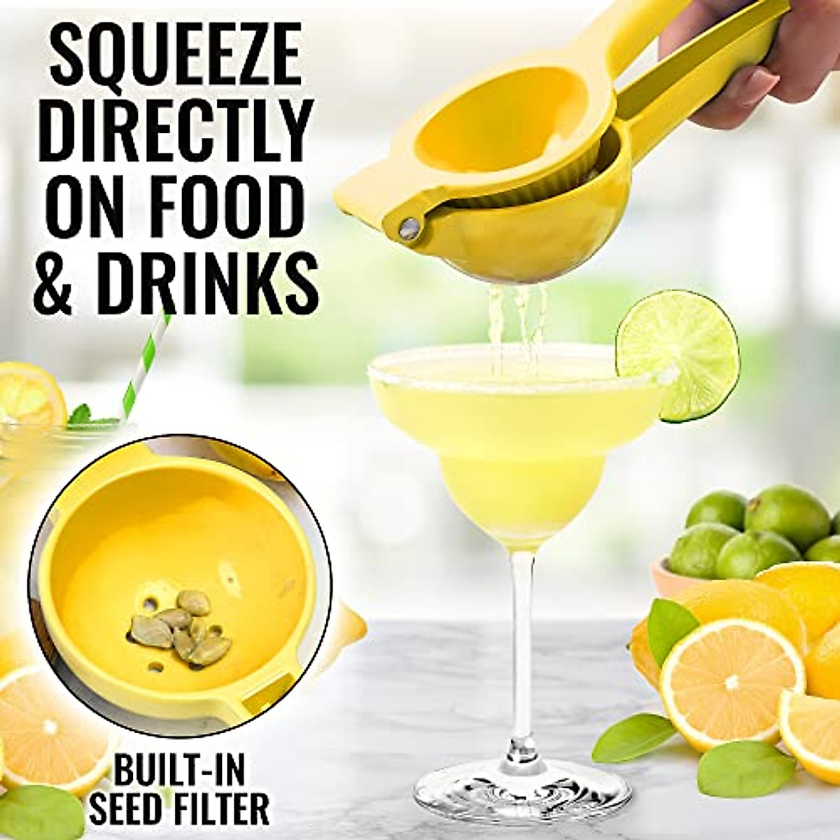 Zulay Premium Quality Metal Lemon Squeezer, Citrus Juicer, Manual Press for Extracting the Most Juice Possible