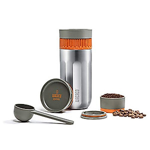 WACACO Pipamoka Portable Coffee Maker, Single Serve Coffee brewer, All-in-one Vacuum Pressured，Insulated Travel Mug, Hand Powered and Filter Pressure Brewer, Stainless Steel Thermo Cup, 10 fl oz
