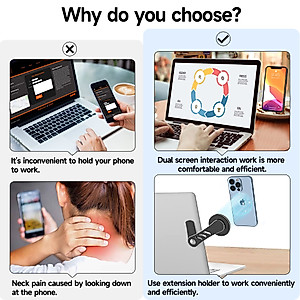 EDC Magnetic Phone Holder, Laptop or Desktop Monitor Side Mount Phone Mount, Foldable Slim Portable Laptop Mount for 14/14 Plus/14 Pro/14 Pro Max and 13/12 Series MagSafe Case & All Phones, Black