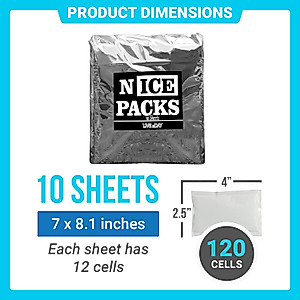 Nice Packs Dry Ice for Coolers – Lunch Box Ice Packs – Dry Ice for Shipping Frozen Food – Ice Packs for Kids Lunch Bags – Reusable Ice Packs – Long Lasting - Flexible