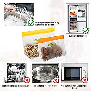 Reusable Storage Bags,GECOTY Upgraded [10-Pack] Reusable Food Bags BPA-free,Stand up Freezer Bags,Leak-proof Sandwich Bags Snack Bags for Picnic and Refrigerator Storage