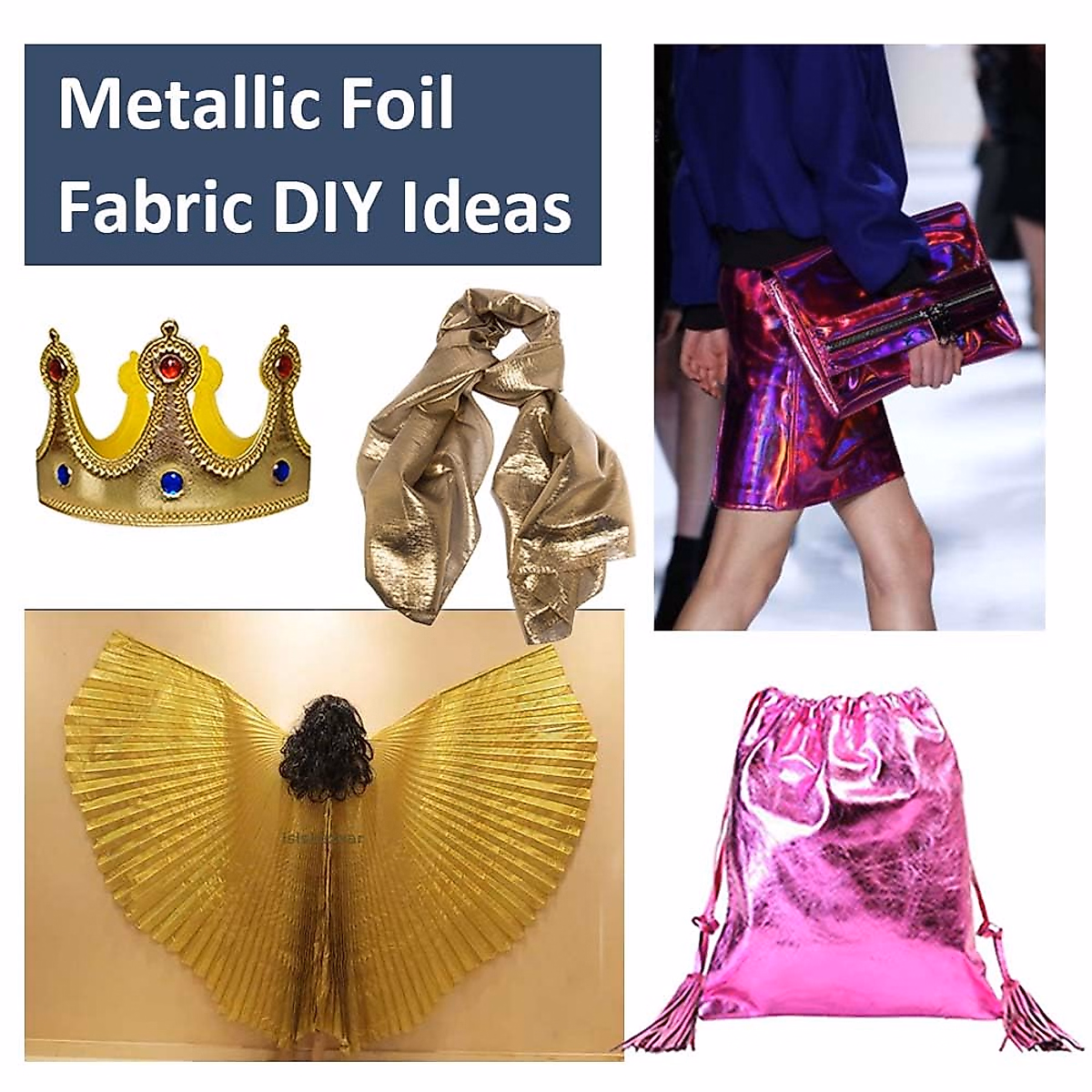 Rainbow Fabric Metallic Tissue Foil Lame 4 Way Stretch Spandex Fabric by Yard 39X59 in A20