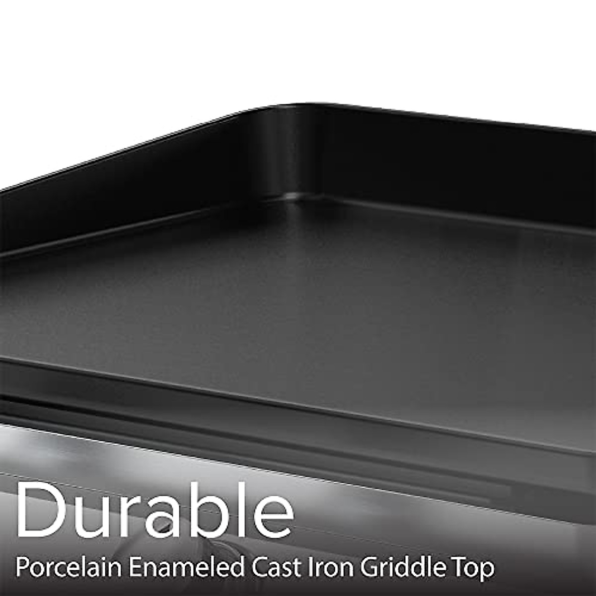 Nexgrill Outdoor Cooking 2 Burner Propane Griddle Grill, 21.65" x 15" 323sq.in Portable Gas Griddle grill, Flat Top for Camping, Patio, Cart with Wheel, Side Shelves with Hooks, Black and Silver