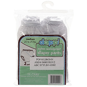Dappi Waterproof 100% Nylon Diaper Pants, White, Medium Fits 20-25 pounds (2 Count)