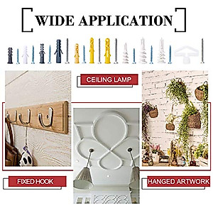 Hilitchi 212-Pcs [11-Sizes] Plastic Drywall and Hollow-Wall Anchor with Screws Assortment Kit, Wall Anchor Hooks Toggle Set