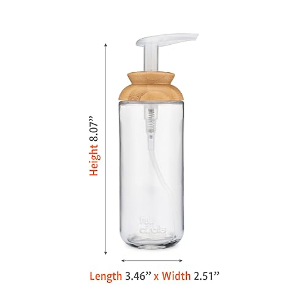 Full Circle Soap Opera Recycled Glass Gel Soap & Lotion Dispenser, Bamboo Lid, 12-Ounce, Clear