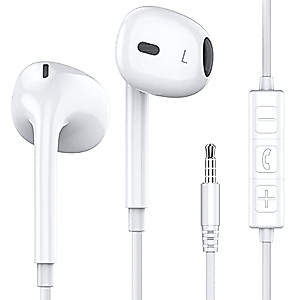 MOSWAG Wired Earbuds with Microphone, 3.5mm Jack in Ear Headphones with Microphone Suitable for Smartphones, Computers, Laptops, IPads, MP3 Players, Etc