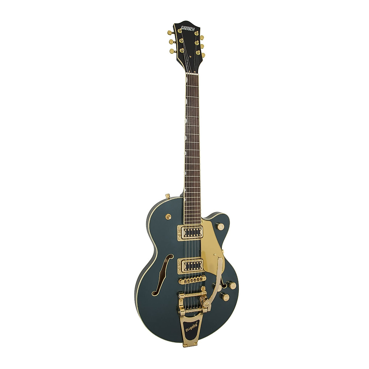 Gretsch G5655TG Electromatic Center Block Jr. Single-Cut Electric Guitar with Laurel Fingerboard, 22 Medium Jumbo Frets, Bigsby and Gold Hardware (Cadillac Green)