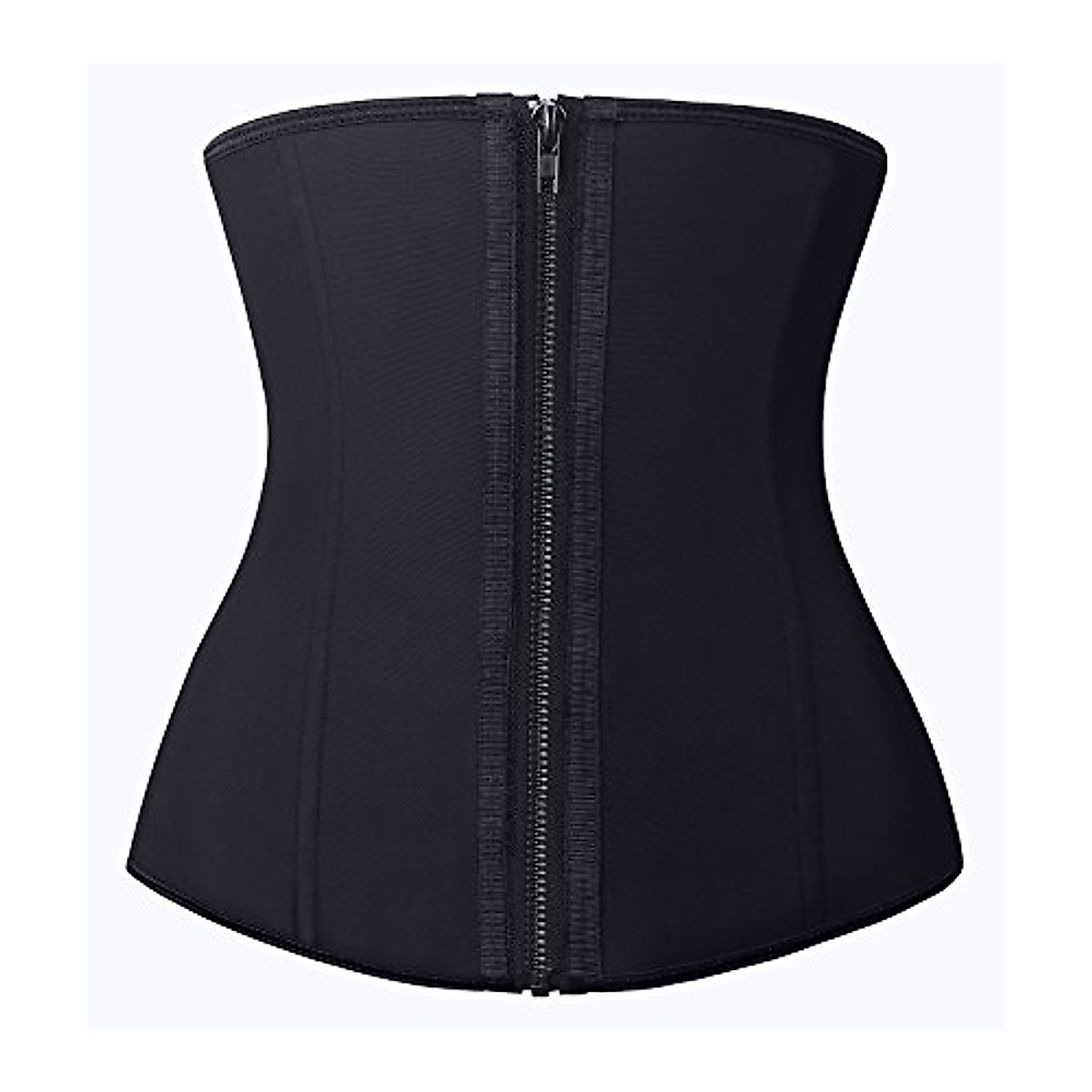 YIANNA Latex Waist Trainer Corsets Zipper Underbust Sport Girdle Hourglass Body Shaper for Women, YA2219-Black-S