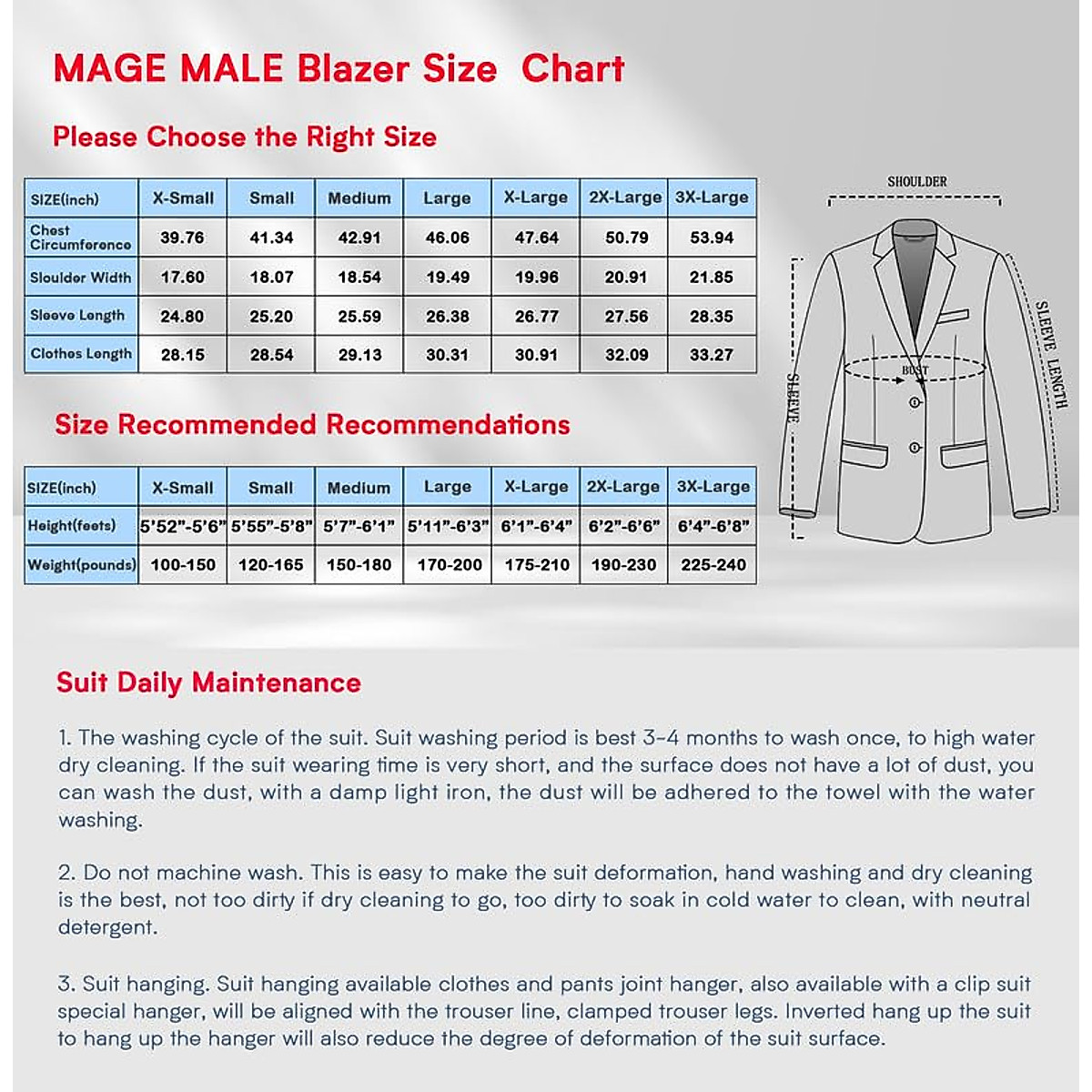 MAGE MALE Men's Slim Fit Blazer Jackets Suit One Button Lightweight Sport Coats Casual Blazer Sky Blue