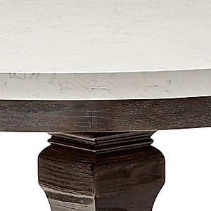 Acme Nolan Dining Table in White Marble and Salvage Dark Oak