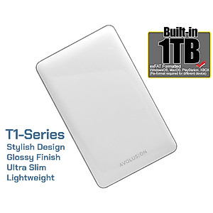Avolusion T1 Series 1TB USB 3.0 Portable External Hard Drive for PC, Mac, PlayStation & Xbox (White) - 2 Year Warranty (Renewed)