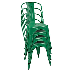 Furmax Metal Chairs Indoor/Outdoor Use Stackable Chic Dining Bistro Cafe Side Chairs Set of 4 (Green)