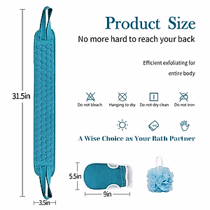 S&R PLKOP Exfoliating Body Scrubber Set -Exfoliating Glove,Back Scrubber and Shower Loofah for Women and Men Shower(3 Pack, Green)