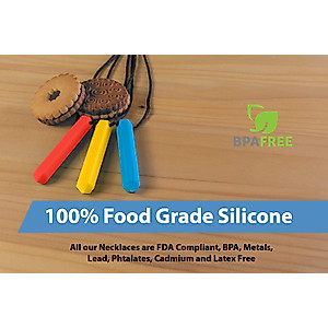 Tilcare Chew Chew Pencil Sensory Necklace 3 Set - Best for Kids or Adults That Like Biting or Have Autism – Perfectly Textured Silicone Chewy Toys - Chewing Pendant for Boys & Girls - Chew Necklaces