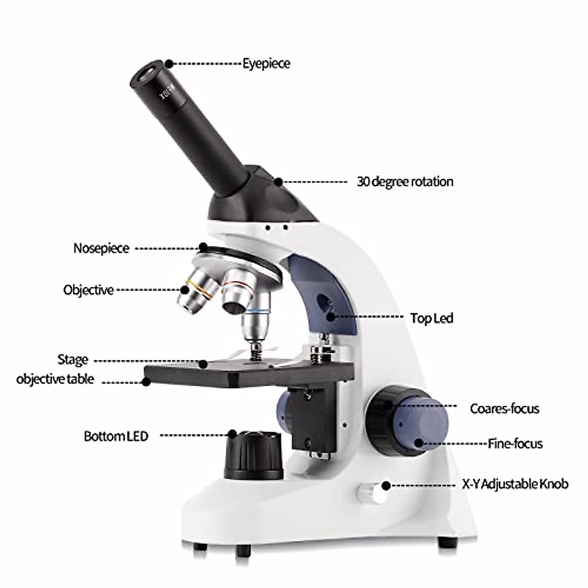 Monocular Microscope Camera Kids Adults - 40X-2000X Monocular Microscope for Kids Adults Students with Electric Eyepiece, Storage Bag, Metal Eyepiece, Slides (2022