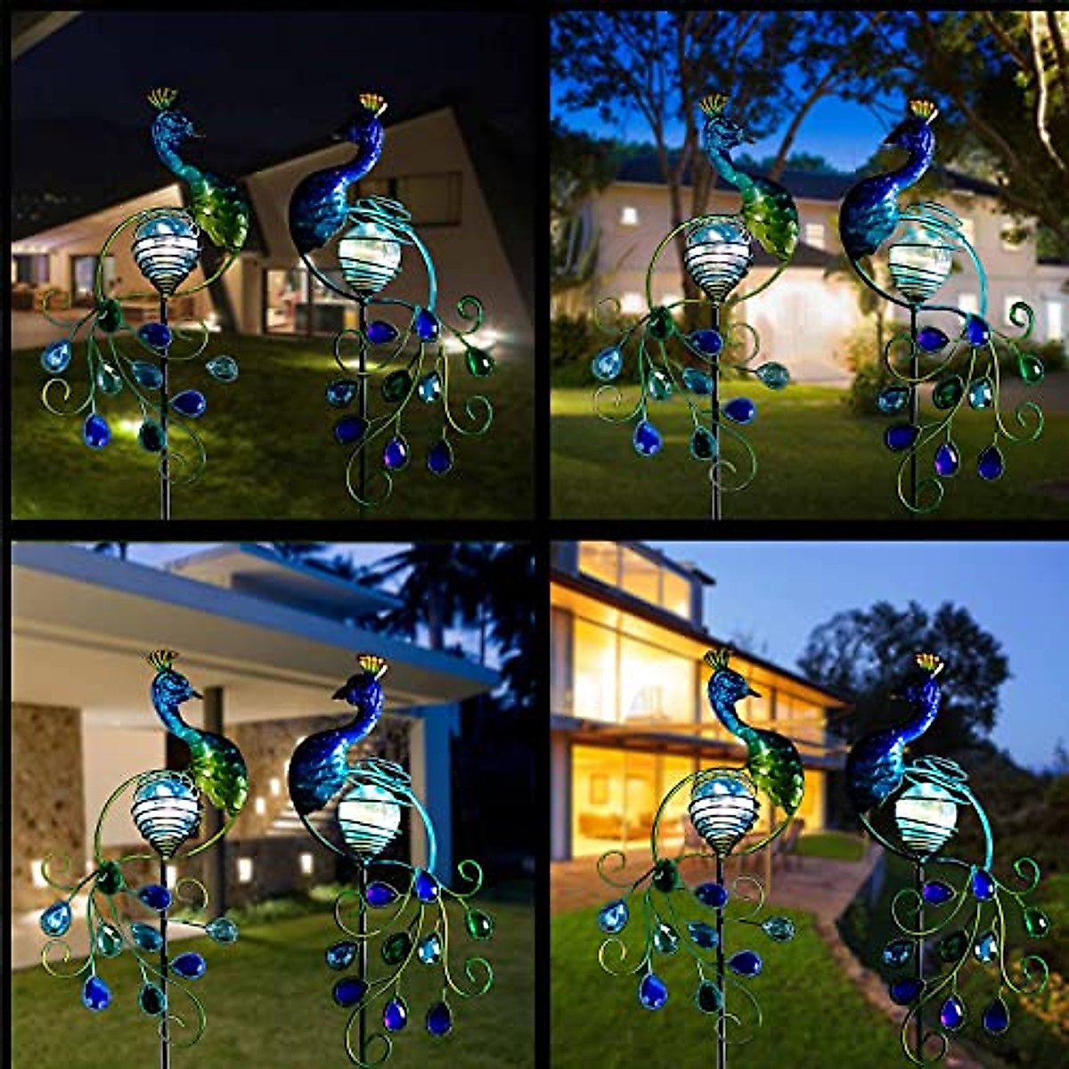 Viveta Garden Solar Lights Decorative, 2 Pack Metal Peacock Solar Lights Stake for Outdoor Garden Patio Yard Lawn Decorations