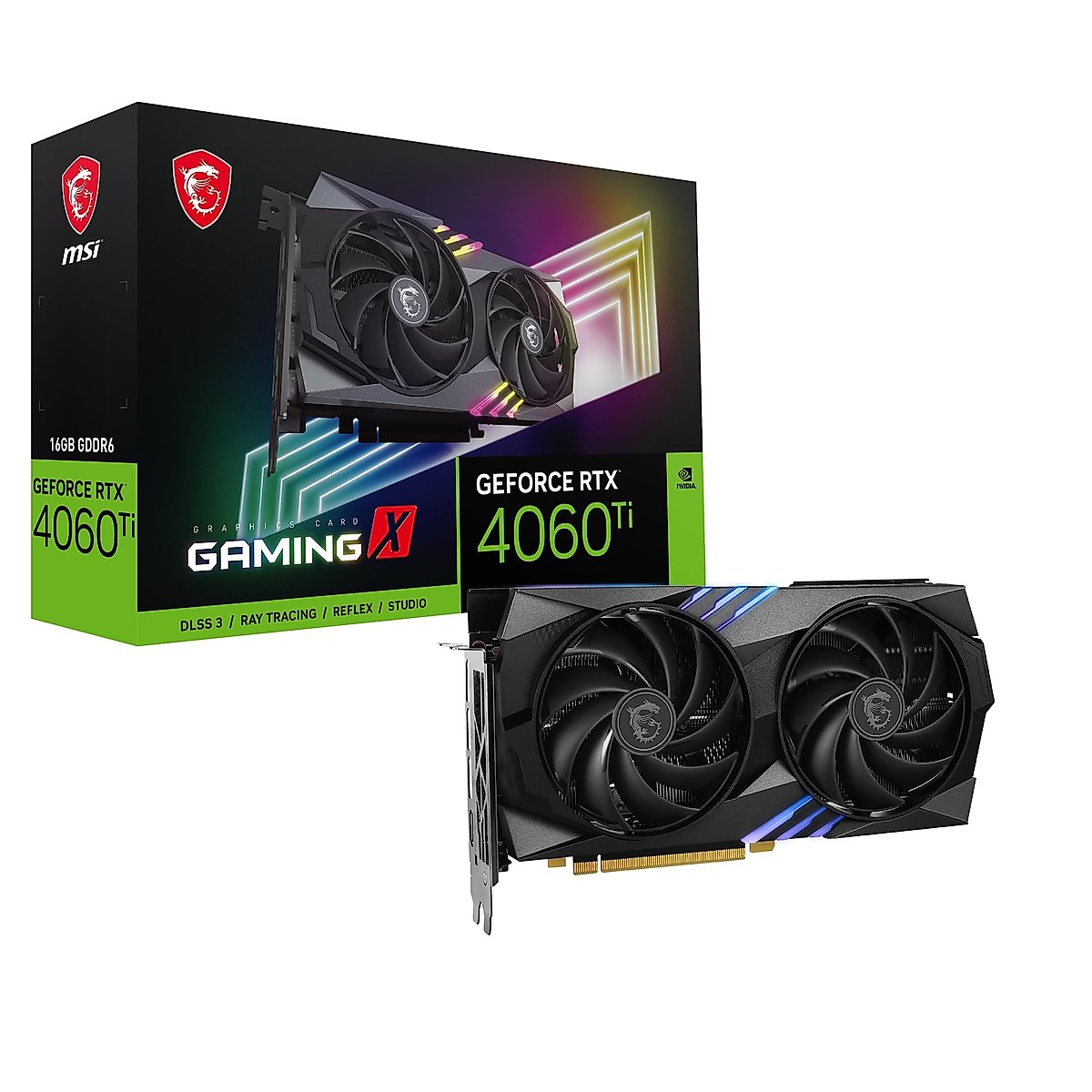 MSI Gaming GeForce RTX 4060 Ti 16GB GDRR6 Extreme Clock: 2655 MHz 128-Bit HDMI/DP Nvlink TORX Fan 4.0 Ada Lovelace Architecture Graphics Card (RTX 4060 Ti Gaming X 16G)