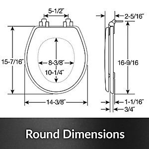 Mayfair 826MBSL 000 Benton Toilet Seat, 1 Pack Round, White with Matte Black Hinges