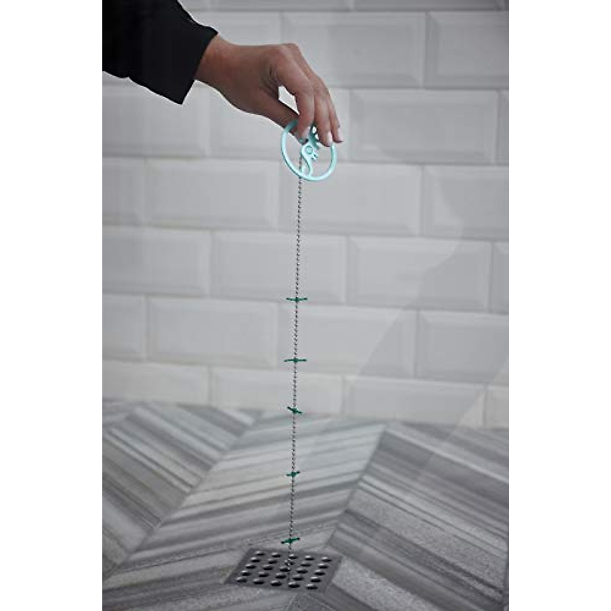 DrainWig Shower Drain Hair Catcher, Disposable Drain Protector, Ocean, White & Teal, 2 Pack