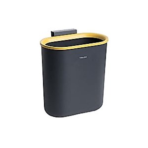 KIZQYN Garbage Can Wall Mounted Trash Can for Kitchen Plastic Hanging Garbage Tin for Bathroom Toilet Simple Lidless Trash Can Kitchen Bin (Color : Black, Size : 7.5L)