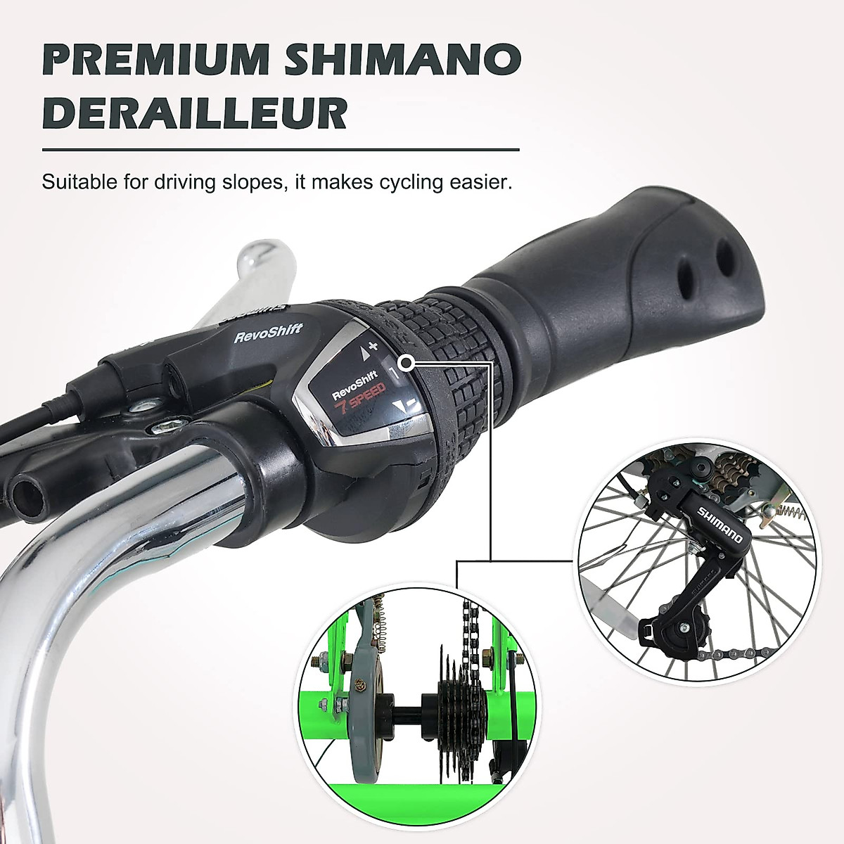 ABORON Adults Tricycles, 20/24/26" Trike Bike with Parking Brake Handle, 7 Speed Rear Derailleur, Double-Wall Wheel Rims, for Women Men Exercise Outdoor