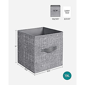SONGMICS Storage Cubes and Cube Storage Organizer Bundle, 6 Non-Woven Fabric Bins with Double Handles, 6 Closet Organizers and Storage, Geay and White UROB26LG and ULPC06W