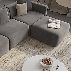 Acanva Luxury L-Shaped Upholstery Convertible Modular Sectional Sofa, Contemporary Reversible Couch with Chaise Lounge for Living Room, Apartment, 4 Piece Set, Grey