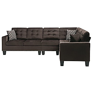 Homelegance Lantana 84" x 107" Fabric Sectional Sofa, Brown