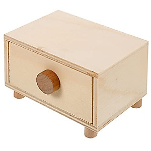 ARTIBETTER Unfinished Wooden Jewelry Drawer Box: Mini Wood Craft Box 3pcs Natural DIY Craft Stash Boxes Treasure Box Jewelry Organizer Holder Storage Trunks Storage Chests Jewery Case for Storage