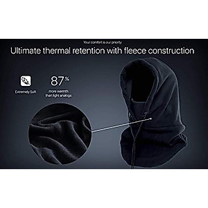 Balaclava Ski Mask for Men & Women - Heavyweight Fleece Hood - Winter Hat for Skiing Hunting Motorcycle Camping Accessories Black