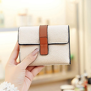 AOXONEL Small Womens Wallet Leather Wallets for Women Rfid Ladies Wallets Trifold Wallet Compact Thin with Card Slots and Zipper Coin Pocket (White)