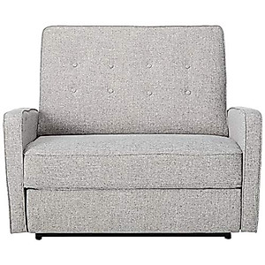 GDFStudio Christopher Knight Home Calliope Buttoned Fabric Reclining Loveseat, Light Grey Tweed / Black