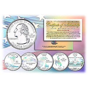 2007 US Statehood Quarters HOLOGRAM 5-Coin Complete Set w/Capsules & COA