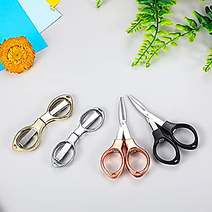 8 Pcs Stainless Steel Scissors Folding Mini Scissor Anti Rust Portable Keychain Scissors Small Glasses Shaped Compact Shear Telescopic Cutter for Travel School Office (Folding, Folding Style)