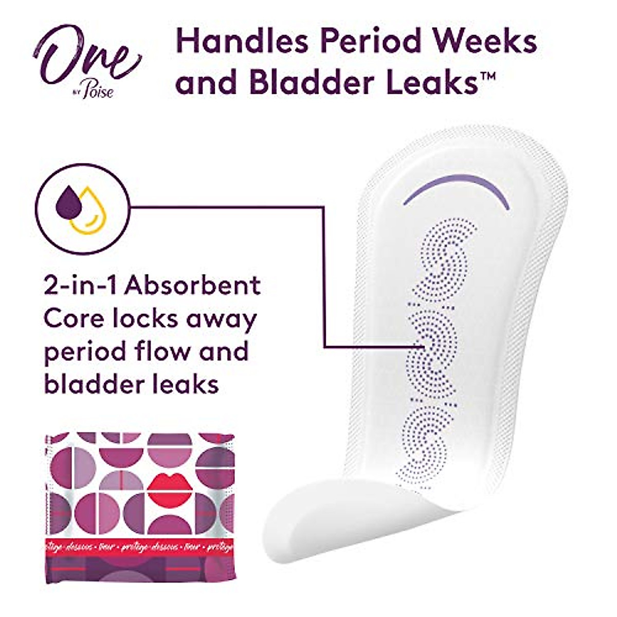 One by Poise Panty Liners (2-in-1 Period & Bladder Leakage Daily Liner), Long, Extra Coverage for Period Flow, Very Light Absorbency for Bladder Leaks, 150 Count (3 Pack of 50)