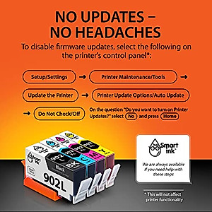 Smart Ink Compatible Ink Cartridge Replacement for HP 902 XL 902XL (4 Pack) Advanced Chip Technology to use with Officejet 6951 6954 6956 6958 6950 Officejet Pro 6968 6974 6975 6960 (Black L & C/M/Y)