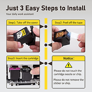 62XL Ink Cartridges High Yield Replacement for HP Ink 62xl Black and Color Combo Pack Work with HP Envy 5540 5549 5640 5660 7640 7645 OfficeJet Mobile 250 200 OfficeJet 5740 5741 8040 Printer