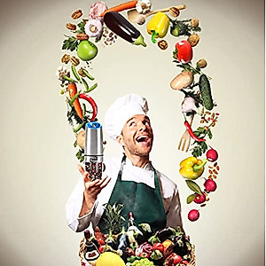 Fsdifly Electric Salt and Pepper Grinder - Battery Operated Automatic Salt and Pepper Mills with Blue Light, Electric Salt and Pepper Grinder set - Adjustable Coarseness, One Handed Operation