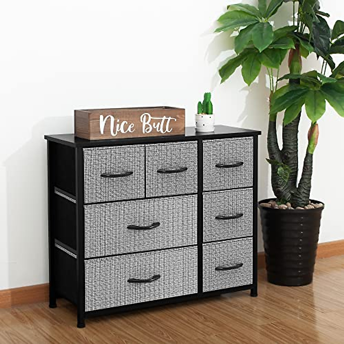 AZL1 Life Concept Dresser Storage Furniture Organizer-Large Standing Unit for Bedroom, Office, Entryway, Living Room and Closet-7 Removable Fabric Drawers, Black and White