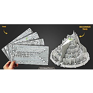 Fascinations Metal Earth Premium Series Lord of The Rings Minas Tirith 3D Metal Model Kit Bundle with Tweezers