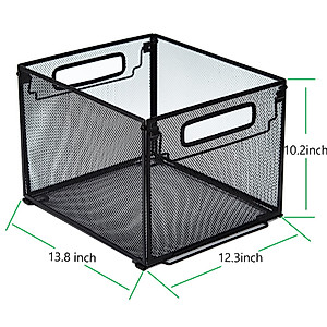 SETTFRFE Letter Size Hanging File Folder Organizer,Metal Filing Crate,File Basket for Hanging File,Black (Mesh metal)