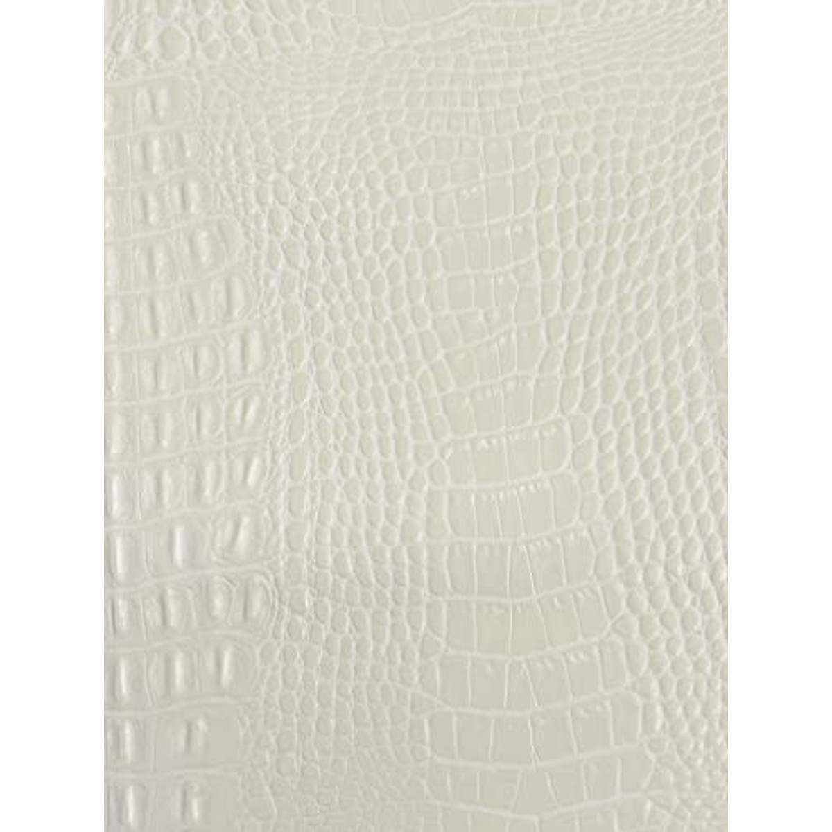 FABRICS FOREVER Faux Leather Crocodile Pearl Off White Upholstery Fabric by The Yard - 1 Yard 36 x 54’’ Wide | Alligator Vinyl Fabric Material Faux Leather Sheets for DIY, Upholstery Crafts