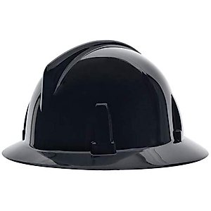 MSA 475394 Topgard Full Brim Safety Hard Hat with Fas-Trac III Ratchet Suspension | Non-Slotted Polycarbonate Shell, for General Purpose and Elevated Temperatures - Standard Size in Black