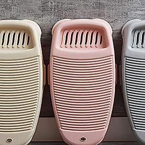 Laundry Board Plastic Washboard Non- Slip Washboard Underwear Washboard Hand Wash Washboard Clothes Washing Scrubbing Board for Home Household (Small, Khaki) Washing Board